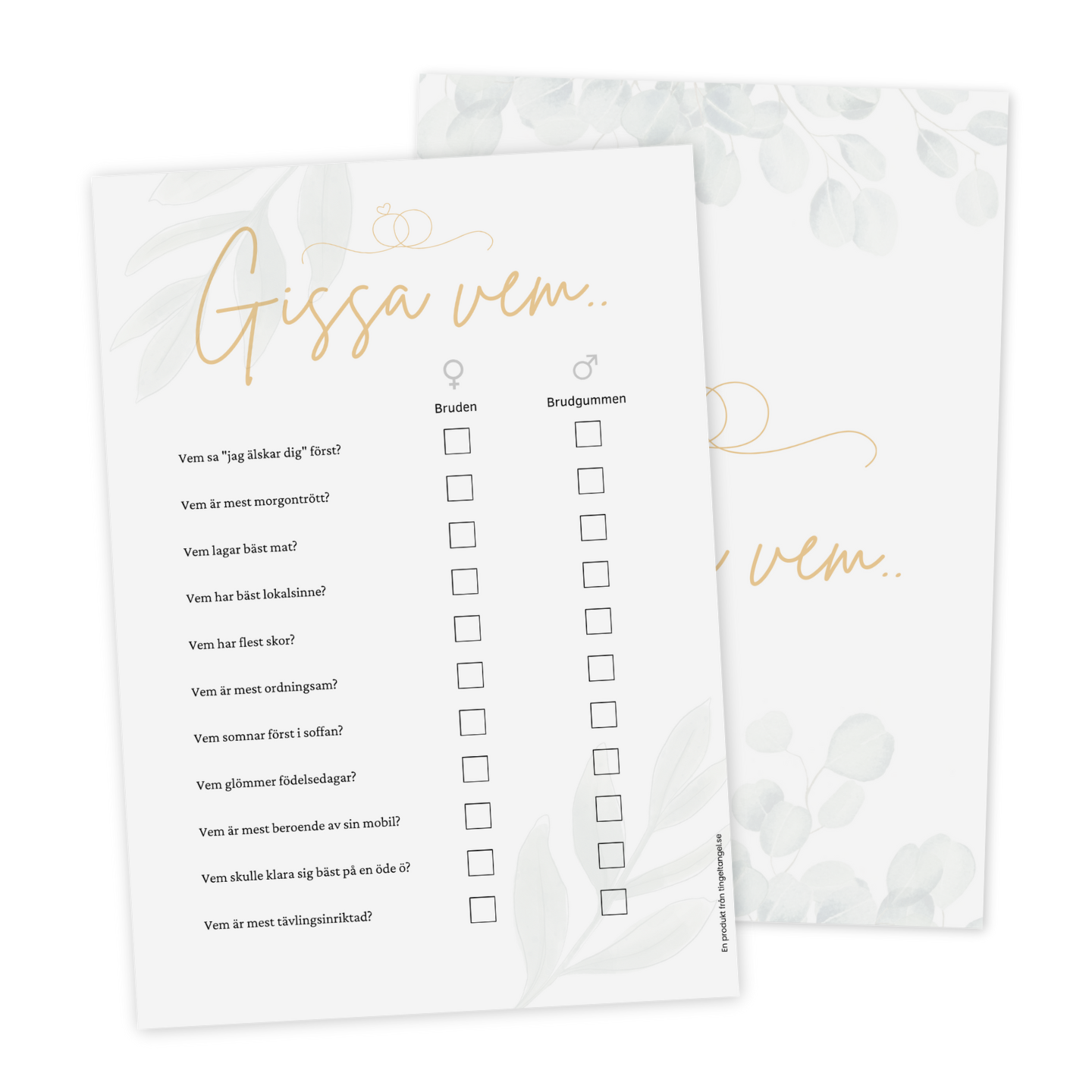 Bröllopslek, Gissa vem, 25-pack